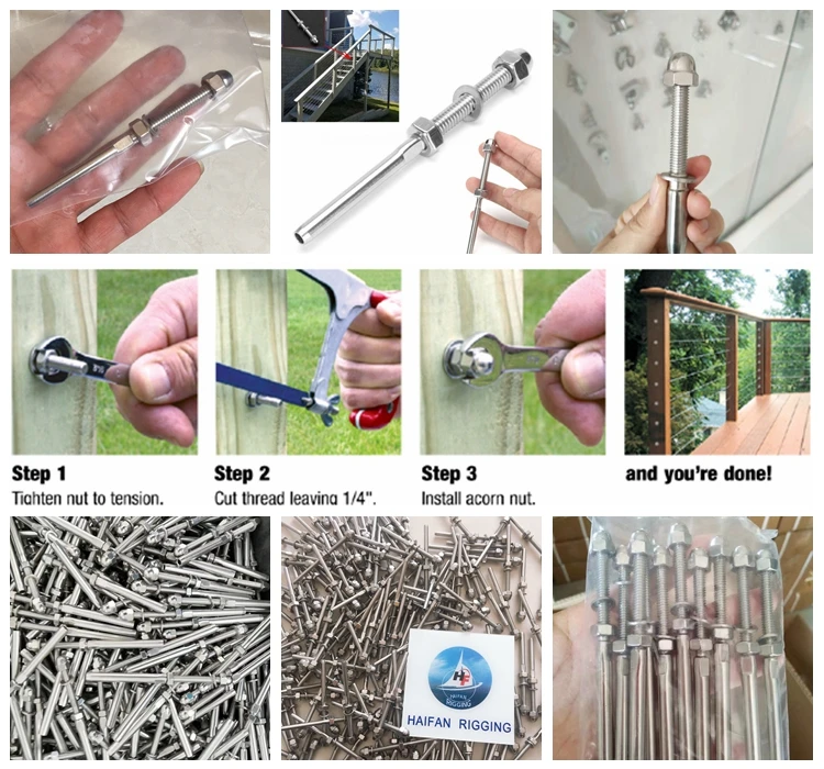 Cable Railing Swage Threaded Stud Tensioner End Fitting Terminal For 1/ ...