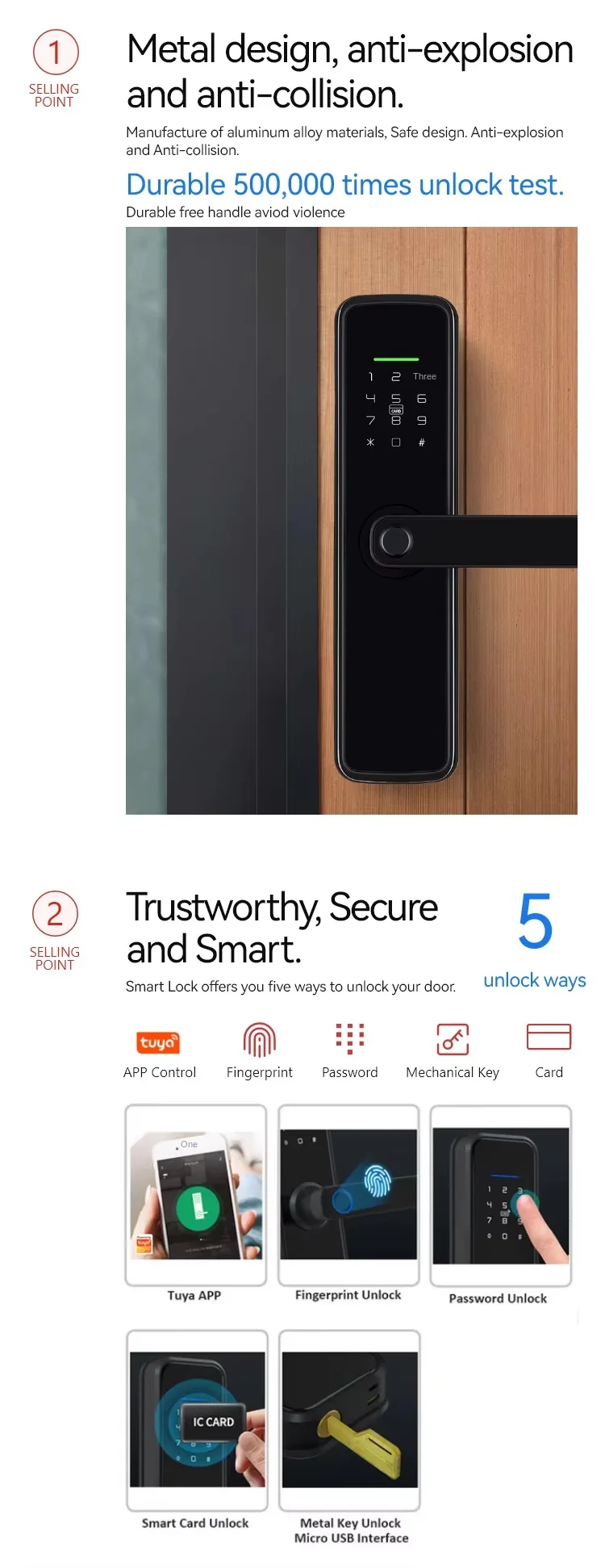 Euro mortise 4585 6072 Smart door lock Fingerprint Tuya Wifi Zigbee ...