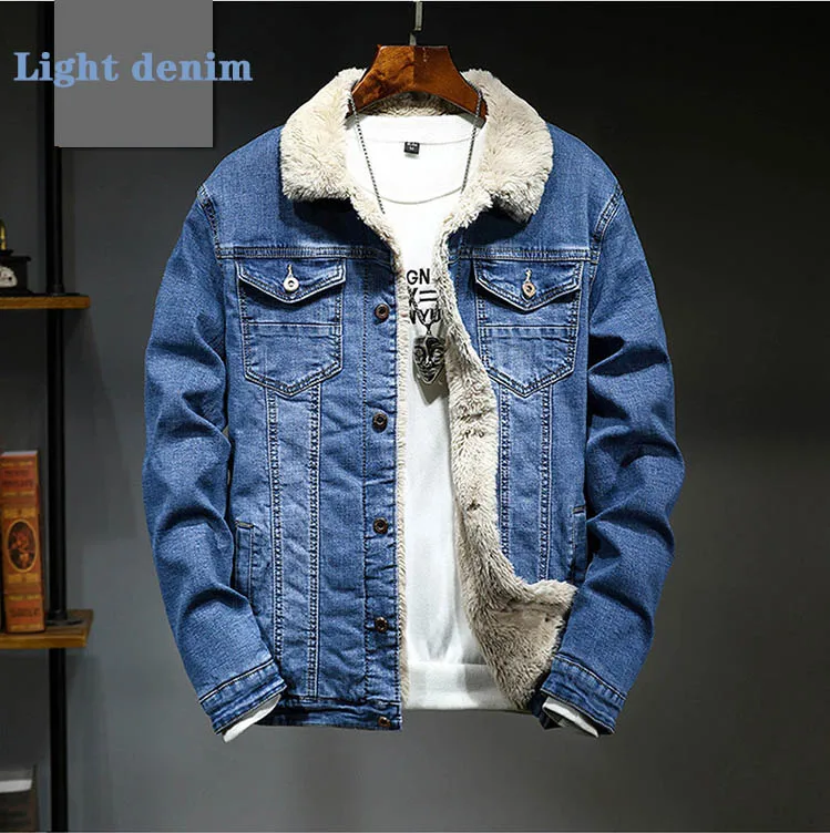 Shop Our Hot Selling Men's Fluffy Lining Warm Denim Jacket for Winter