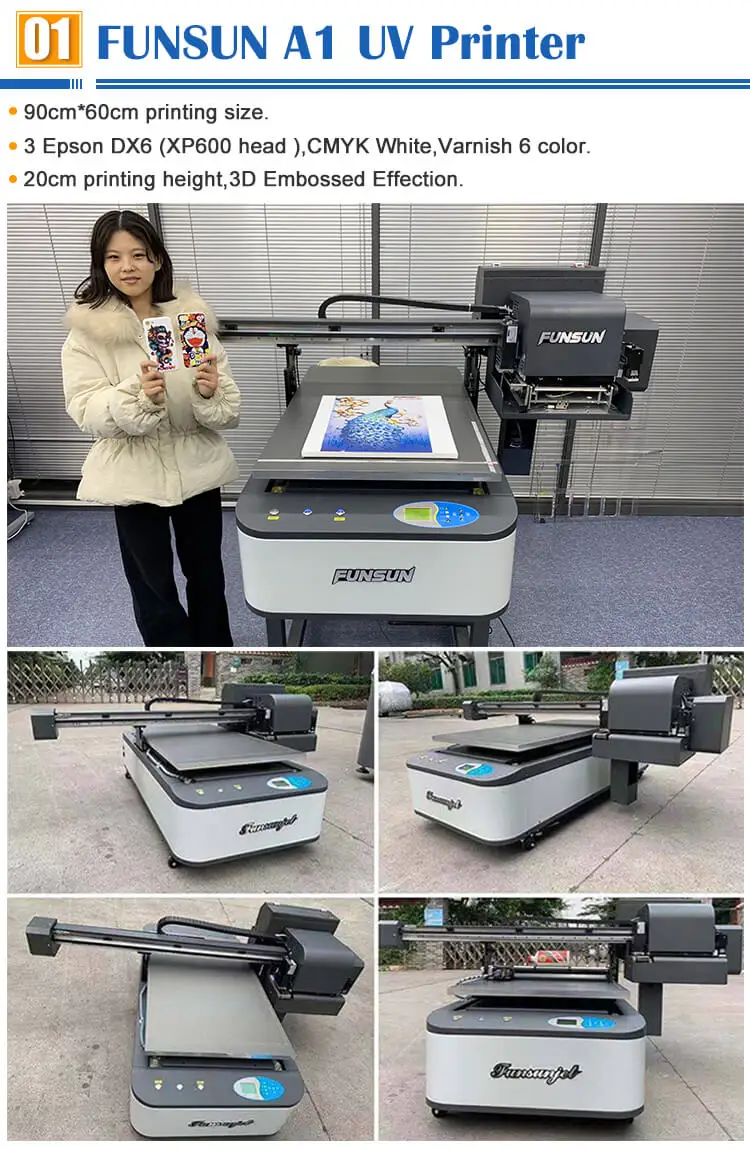 Funsun All Size Uv Led Flatbed Printer 60*90cm 1440dpi Phone Case Metal ...