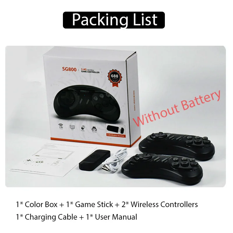 Sg800 Md Hd Video Game Console 2.4g Dual Wireless Controllers Built-in ...