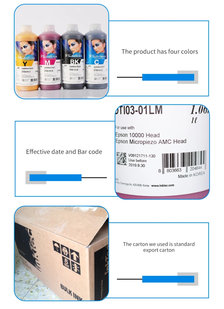 Korea Quality Smart Inketc Dti Sublimation Dye Ink 6 Colors 100ml ...