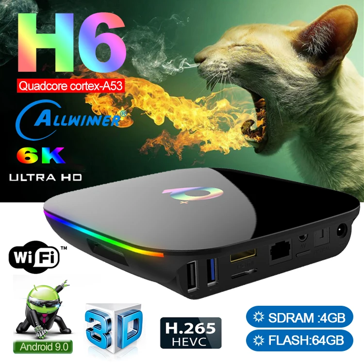 Real 6K TV Box Q Plus Quad Core 4GB RAM 32GB ROM Android 9.0