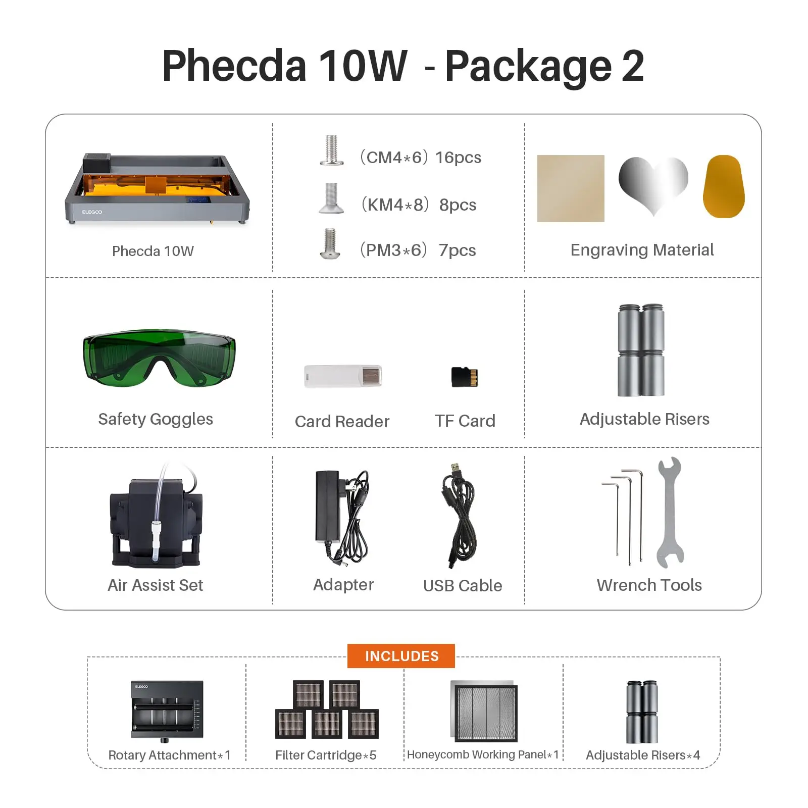 ELEGOO PHECDA 10W Laser Engraver - Precision and Versatility