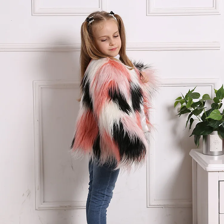 Winter Children Clothing Girls Outwear Jacket Furry Plush Fluffy Faux ...