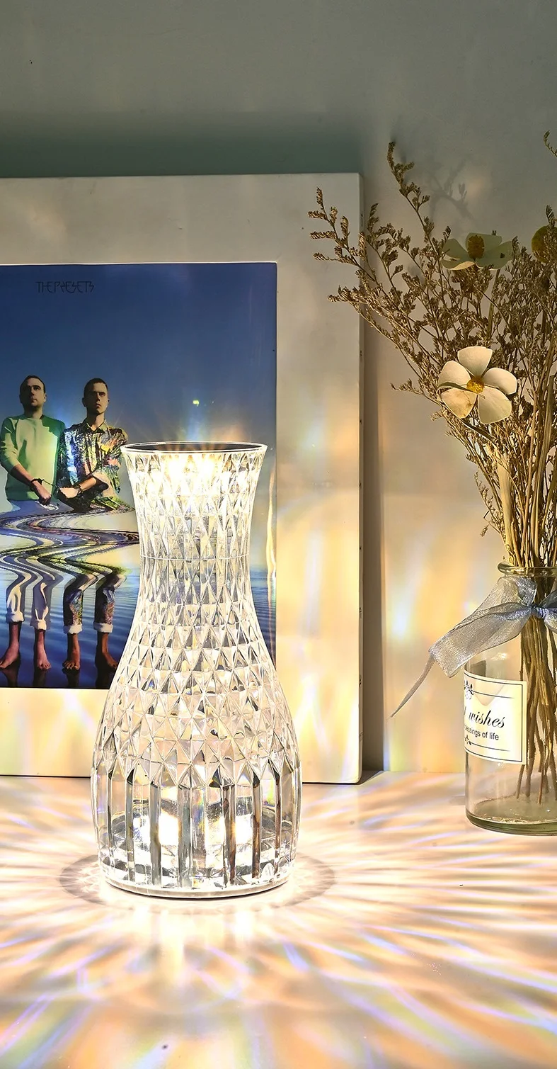 Vase Shape Desk Lamp USB Charging Table Lamp Transparent Party Banquet ...