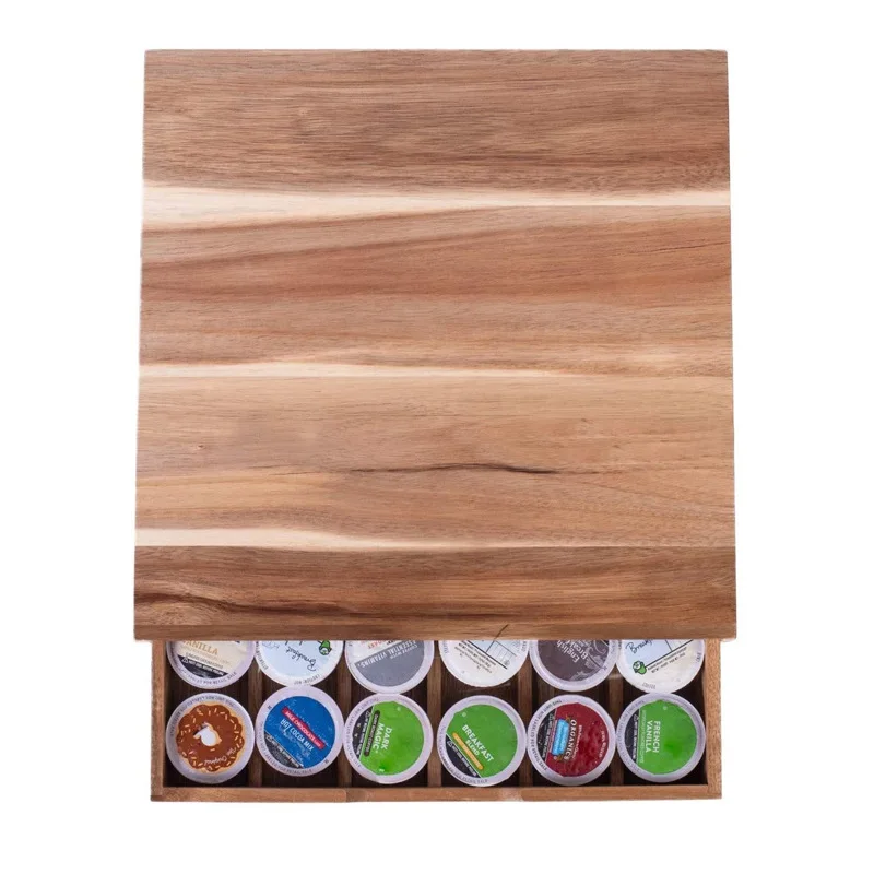 Acacia Wood Coffee Storage Drawer Classic Style 1L Rectangle Container ...