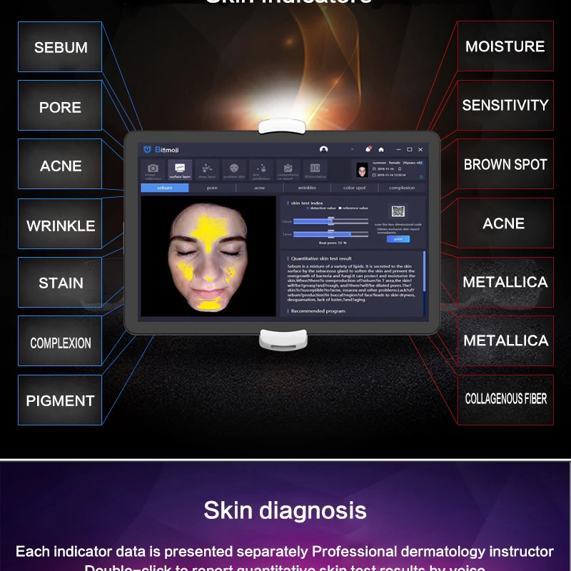 8 Spectrum Bitmoji Skin Analysis Machine - 3D Facial Analyzer
