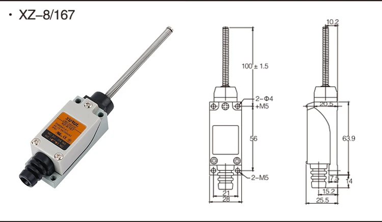 Metal Spring Rod Type Ul&rohs 5a/250vac Hoisting Limit Switch For Tower ...