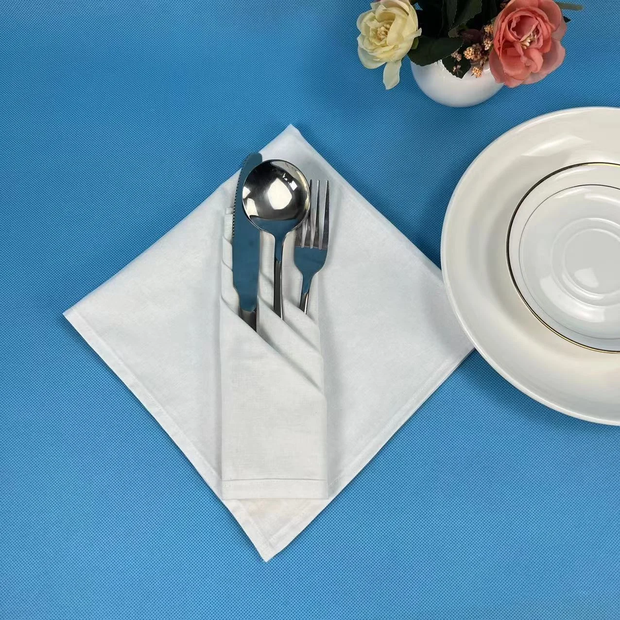 100% Cotton Cloth Fabric Table Napkins for Wedding Dinner Restaurant ...