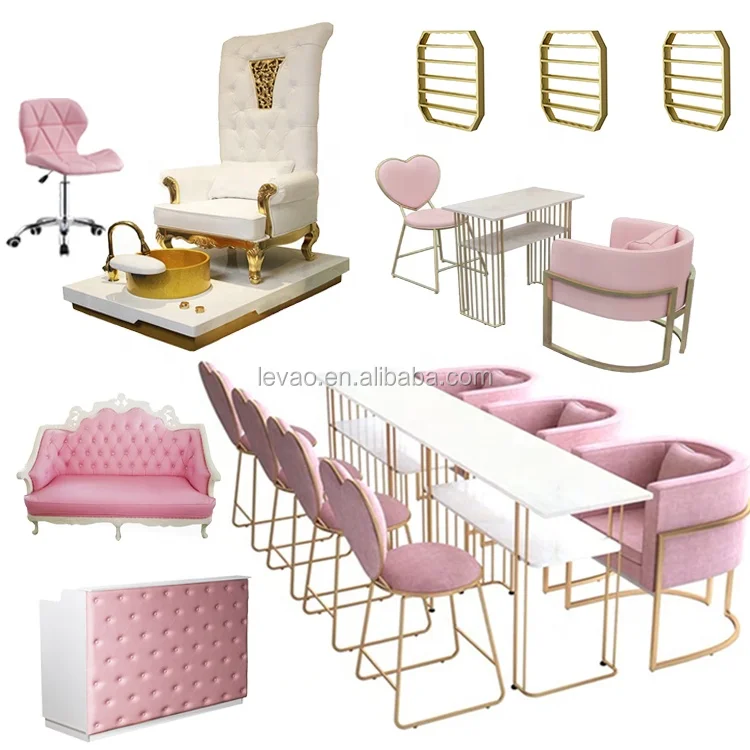 Pink Nail Salon Table - Stylish & Functional Furniture
