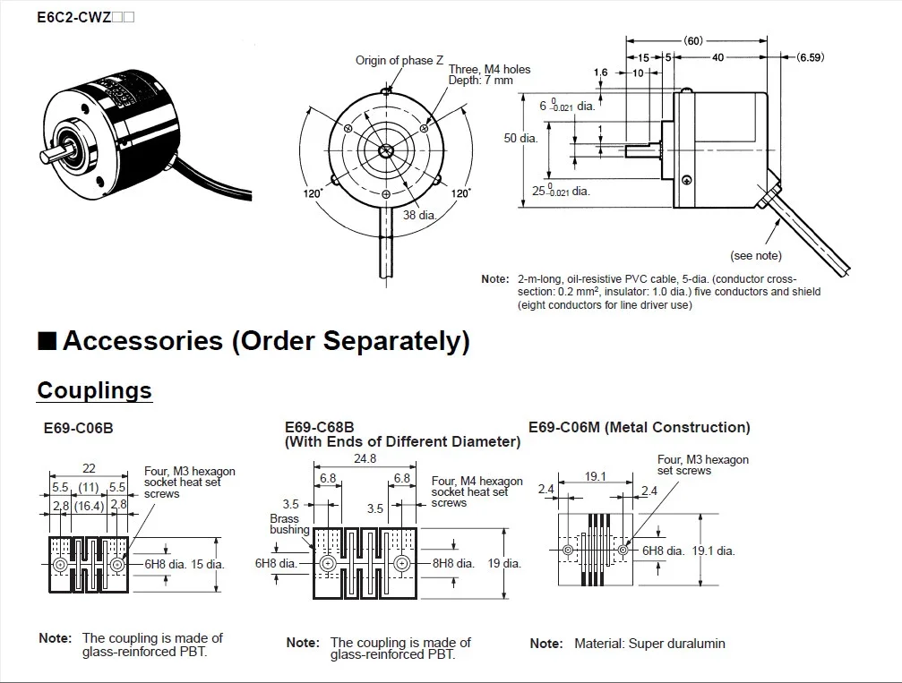 Npn Open Collector Output Rotary Encoder 50mm Outersize 6mm Shaft