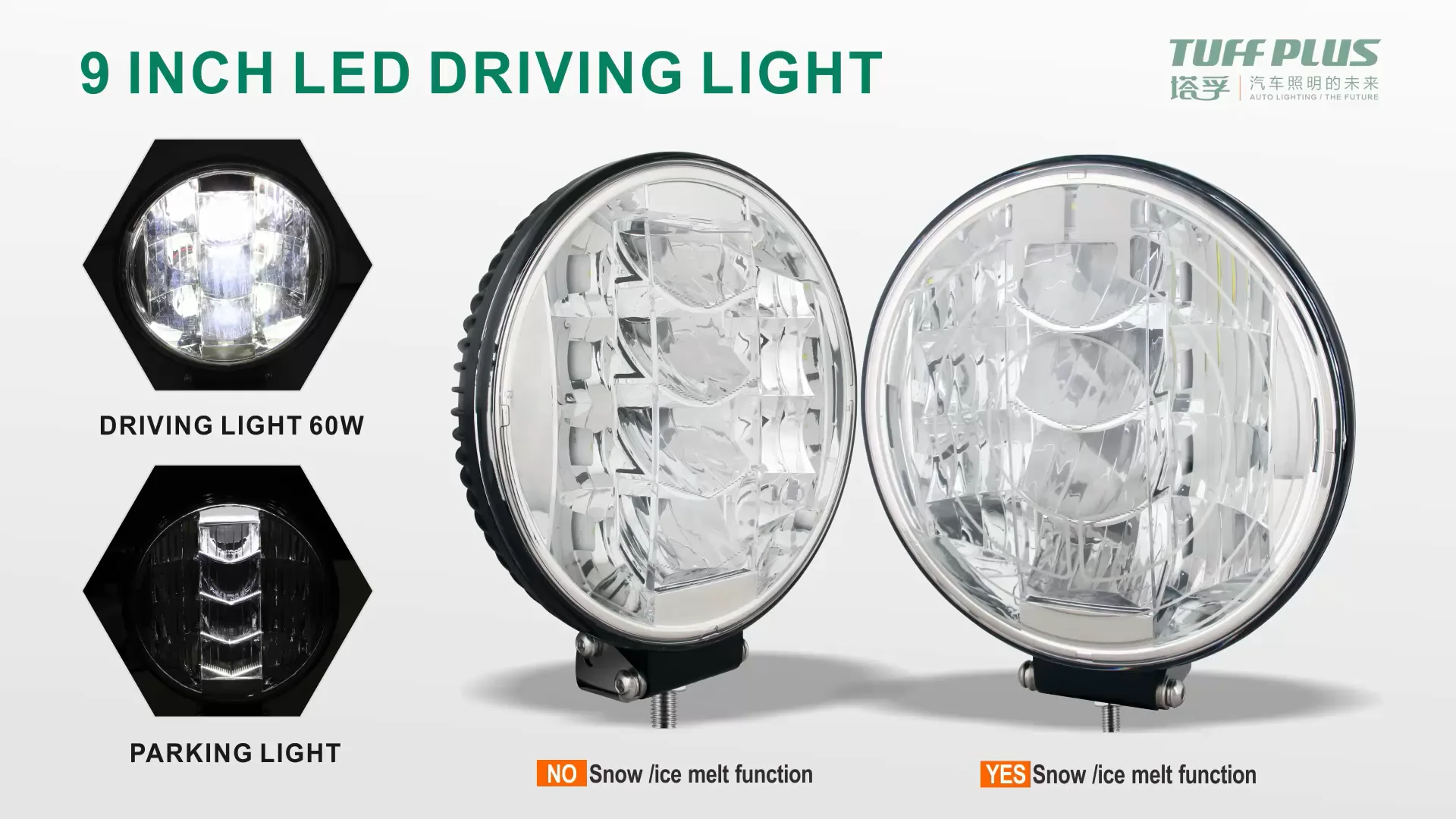 Tuff Plus E-mark 9 Inch Round Led Driving Light With Heated Lens Truck ...