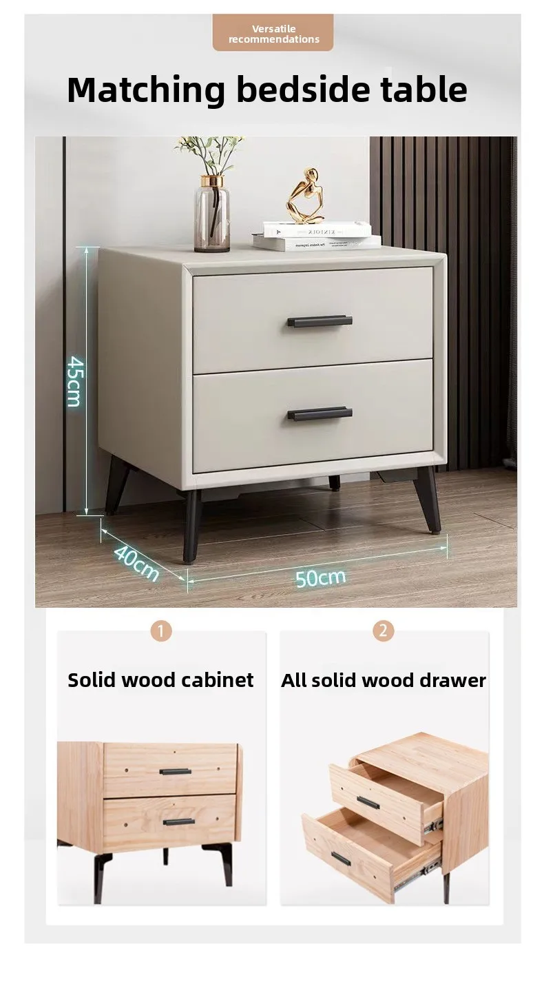 Italian High-End Double Master Bedroom Bed Minimalist Suspended Ash ...