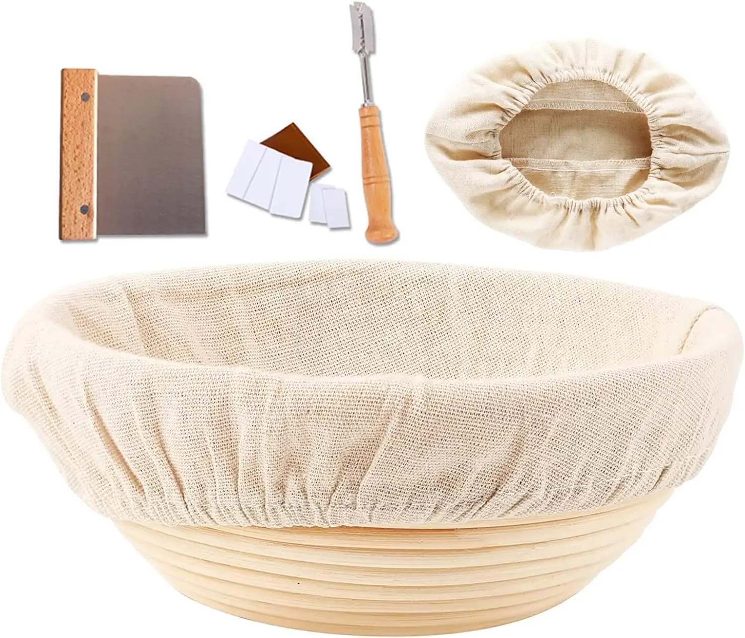 Proofing Baskets Sourdough Starter Set Round 9 Inches Bread Basket Bowl ...