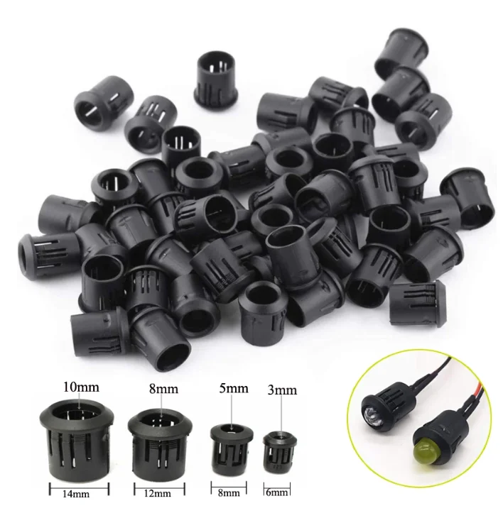 1000pcs/bag Black Plastic 3mm 5mm Lamp Led Diode Holder Clip Bezel ...