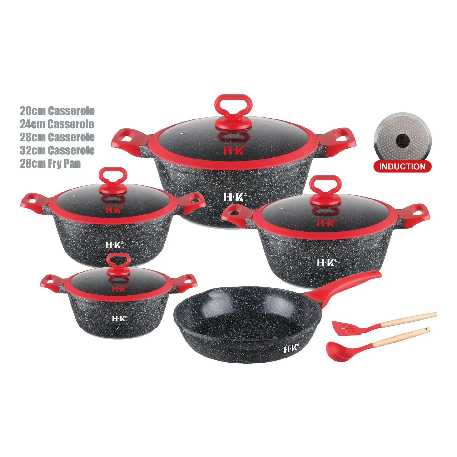 HK 10-Piece Non-Stick Cookware Set - Modern Home Use Pans