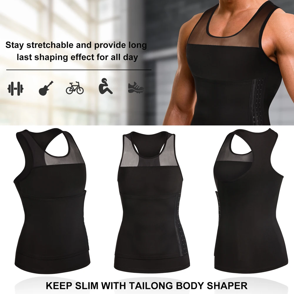 Men Belly Shaped Control Panel Compression Tank Top Undershirts ...