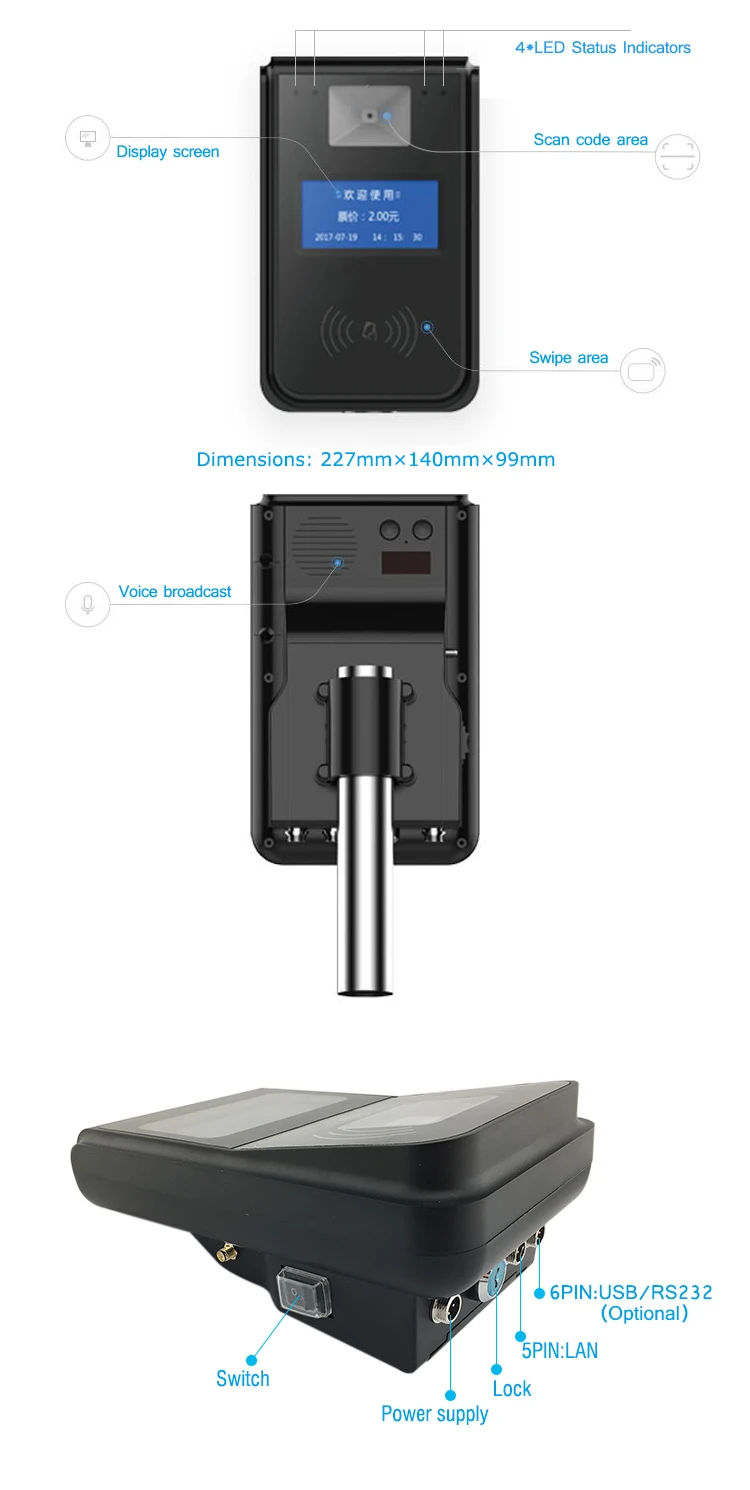 Payment System Rfid Smart Card Reader Validator Bus Ticketing Machine ...