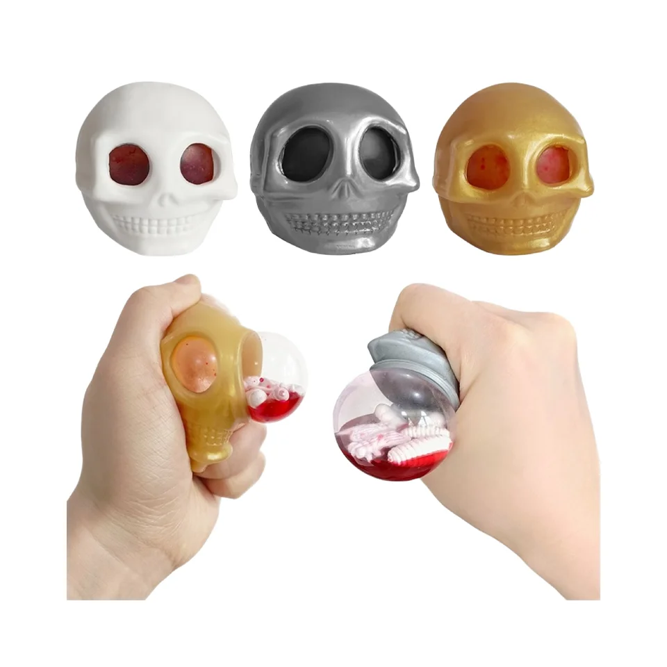 Unisex Squishy Fidget Toys Rubber Squeeze Skull Toy for Kids Aged 5 to ...