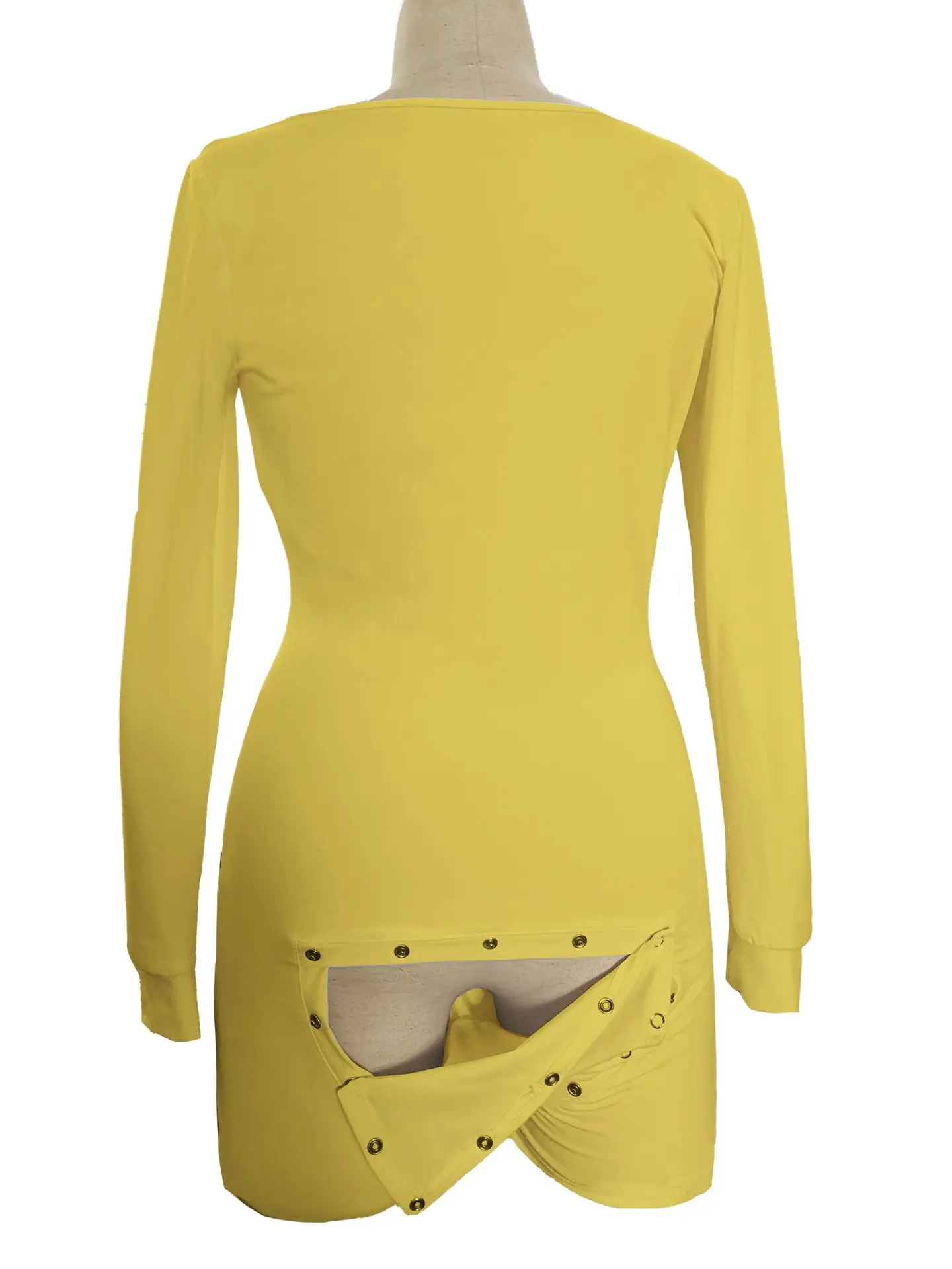 Women Hollow Out Sleepwear Butt Flap Adult Onesies Pajamas V Neck Long ...