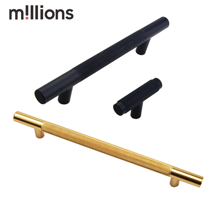 Latest China New Model T Shape Kitchen Handle Gold Aluminum Knurled ...