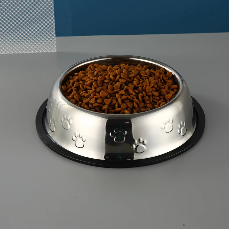 New Stainless Steel Footprints Dog Basin Pet Supplies Feeder Pet Food ...