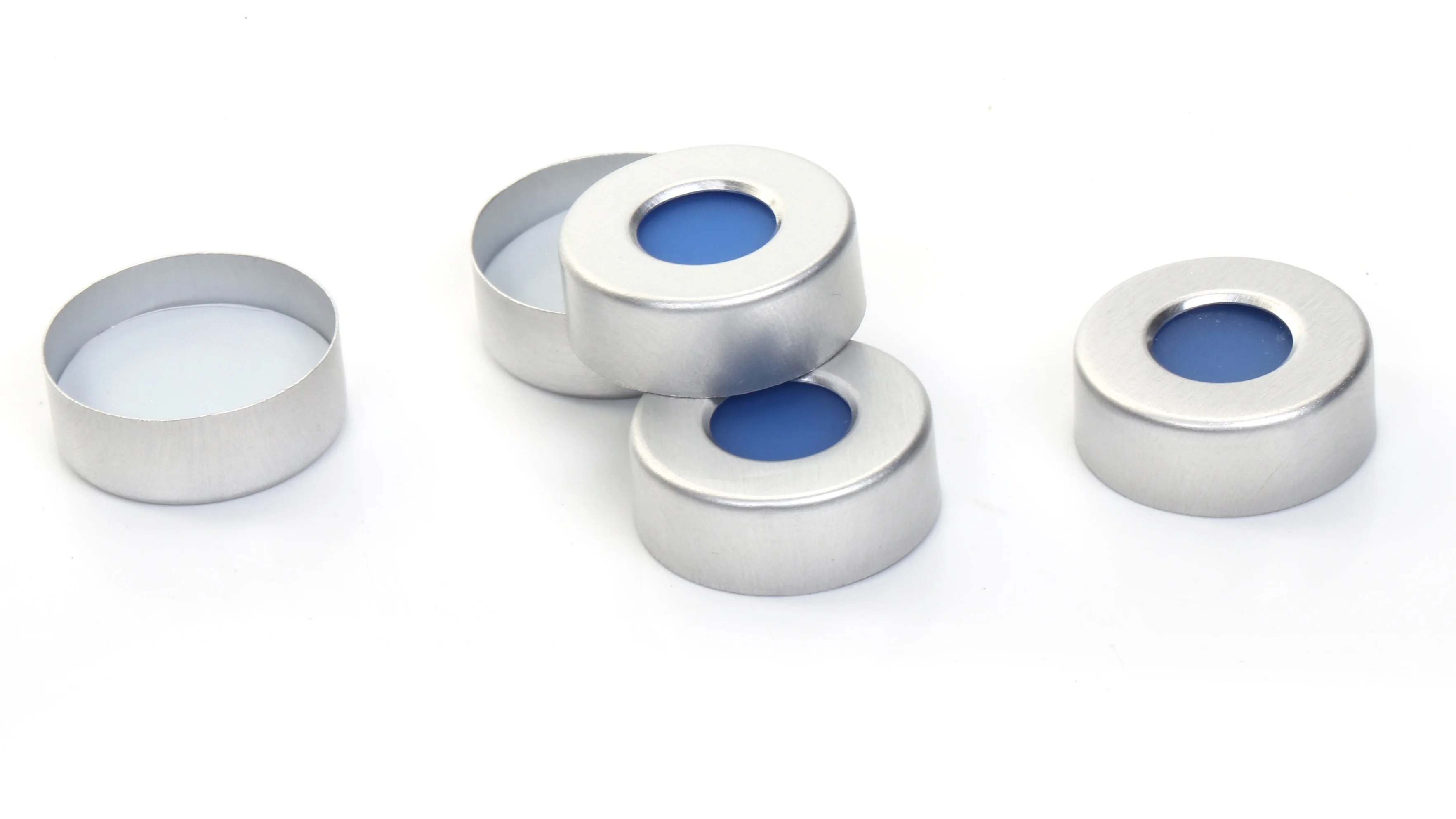 Sliver Open-top Aluminium Cap With White Ptfe/blue Silicone Septa ...