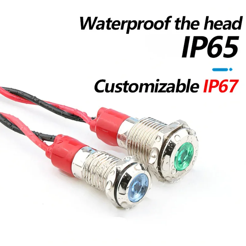 6mm to 12mm LED Metal Indicator Lights - Waterproof & Durable
