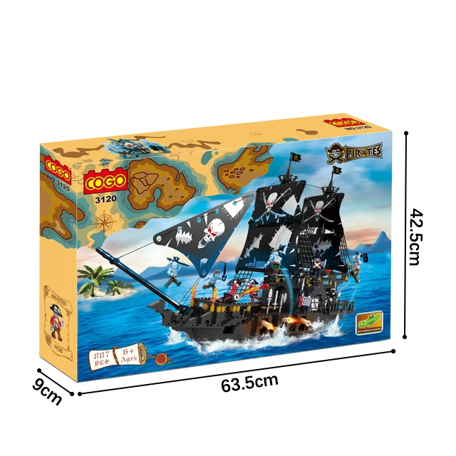 Cogo 807 Pcs Diy Pirate Ship Model Abs Plastic Learning Play Set ...