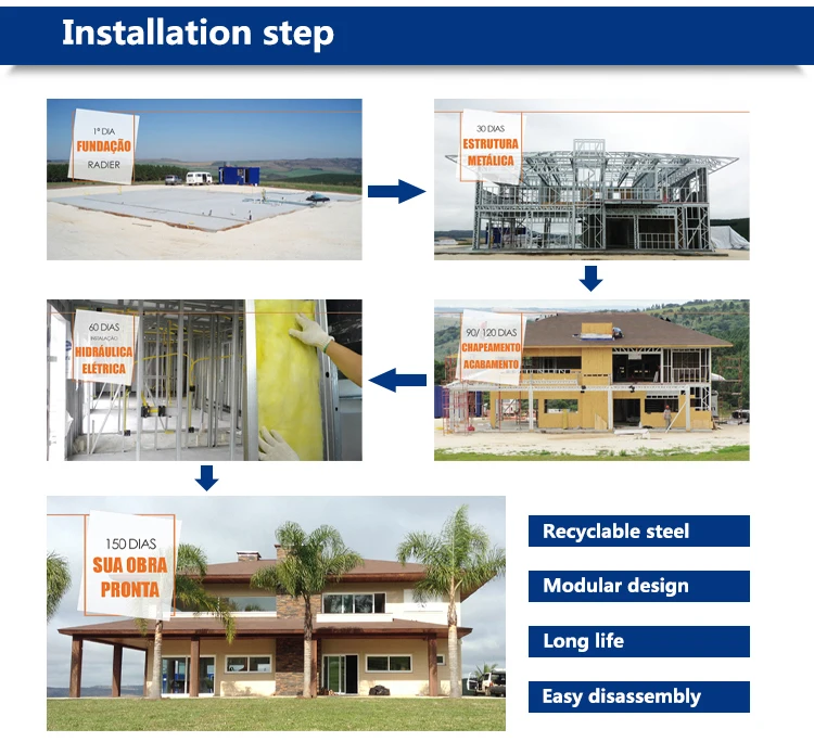 Two Storey Prefab Villa Luxury Modular Prefabricated House Light Steel ...