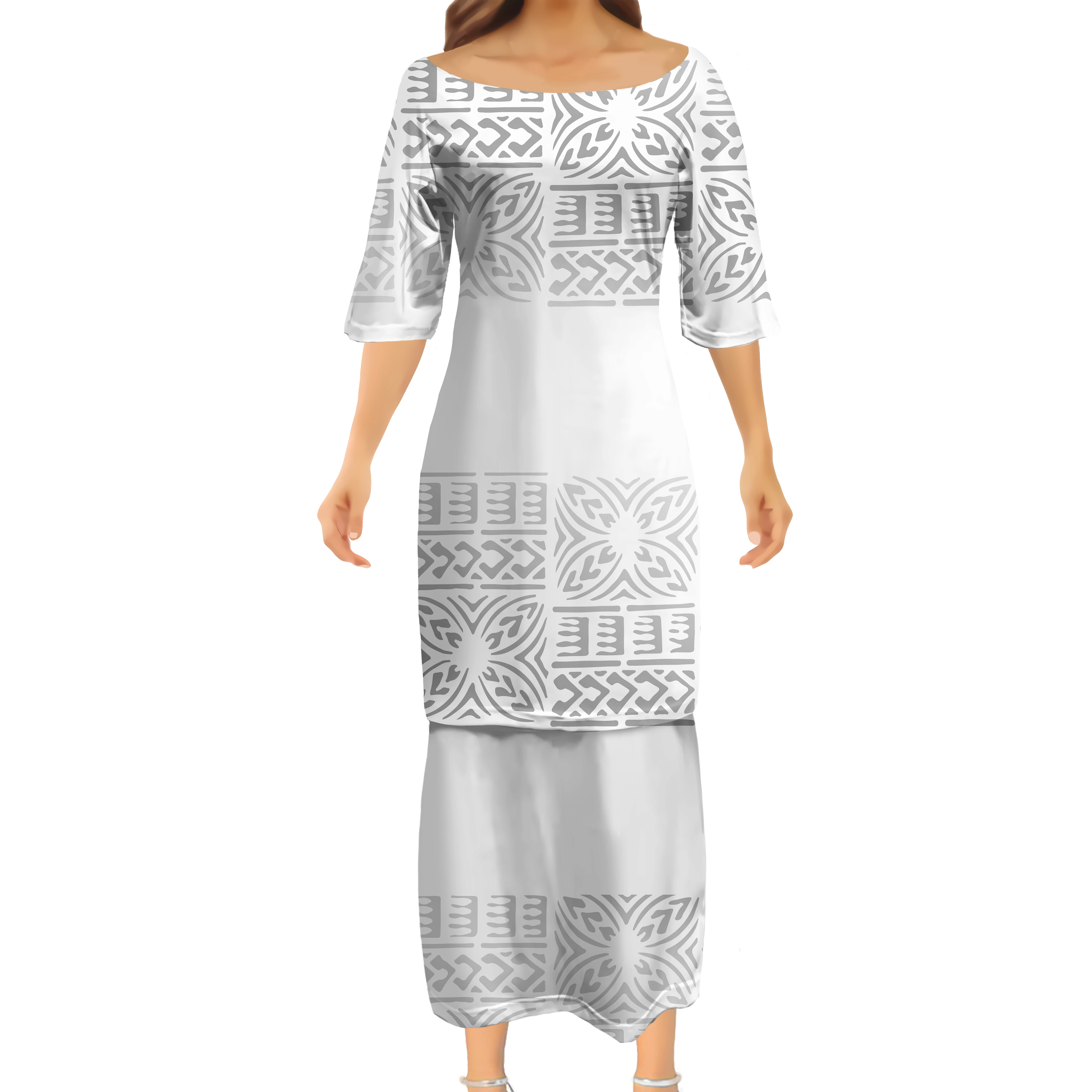 Customized White Sunday Plus Size Church Tops And Skirt Two Piece Set ...