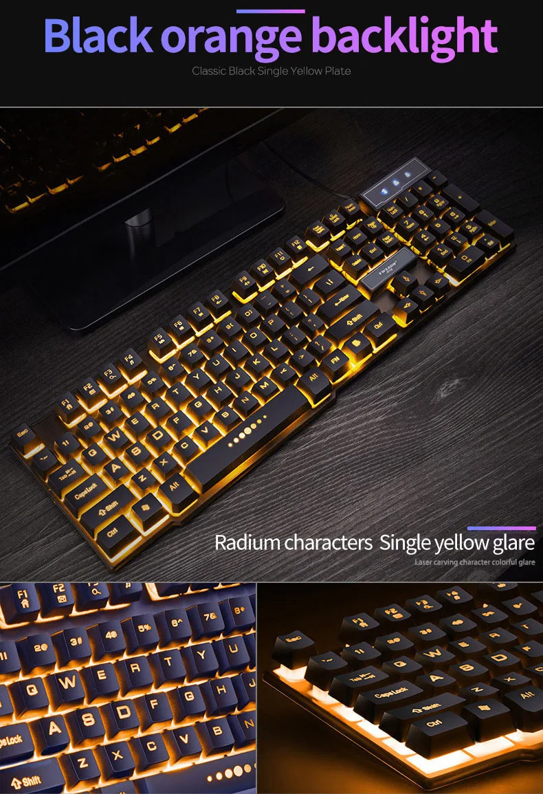 Dazzle light set computer wired mouse and keyboard set hover key game ...