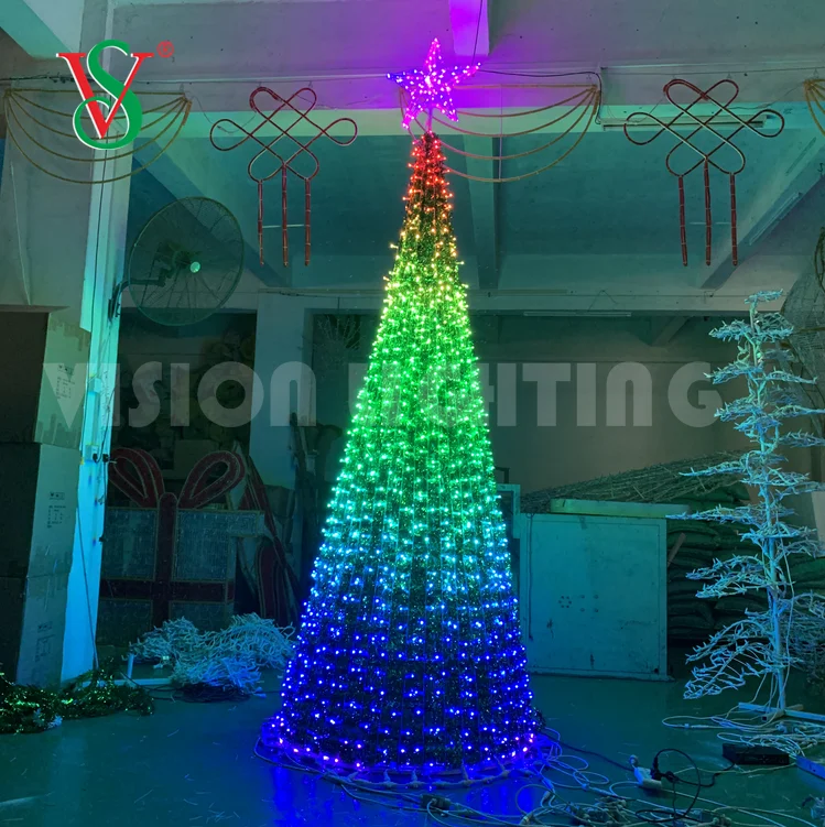 Smart Programmable RGB DMX Cone Tree Light for Christmas & Holiday Decoration - 3.5M, Outdoor ...