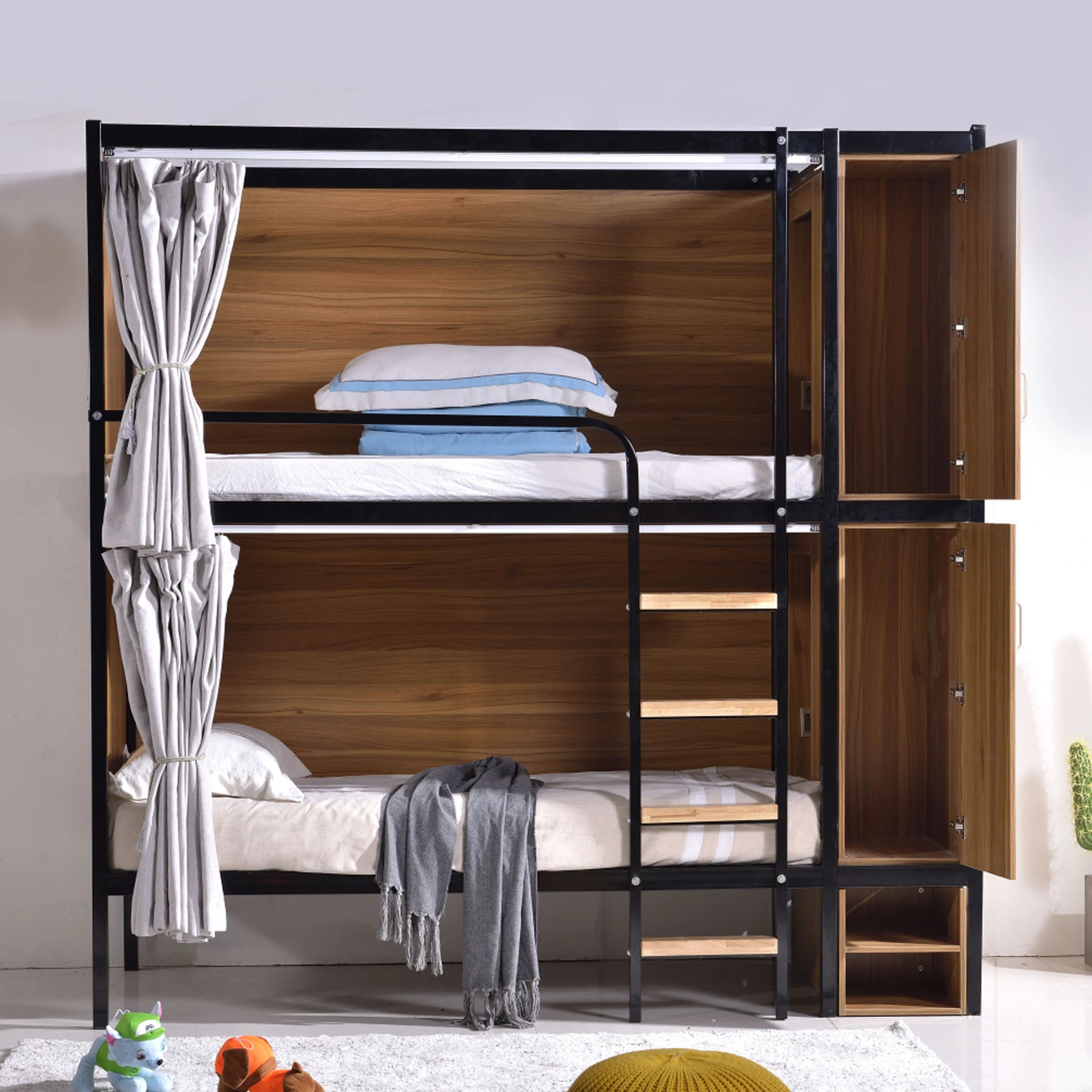 Modern Design Dormitory Bedroom Loft Bunk Bed Furniture With Storage ...