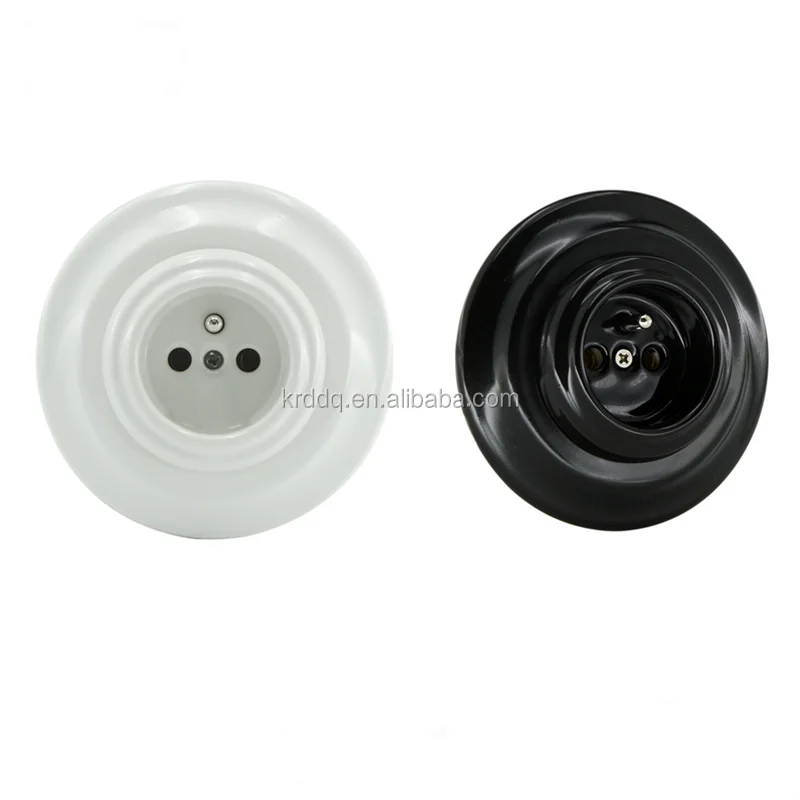 Flush Mounting Porcelain 2p+e French Style Wall Socket For Czech ...