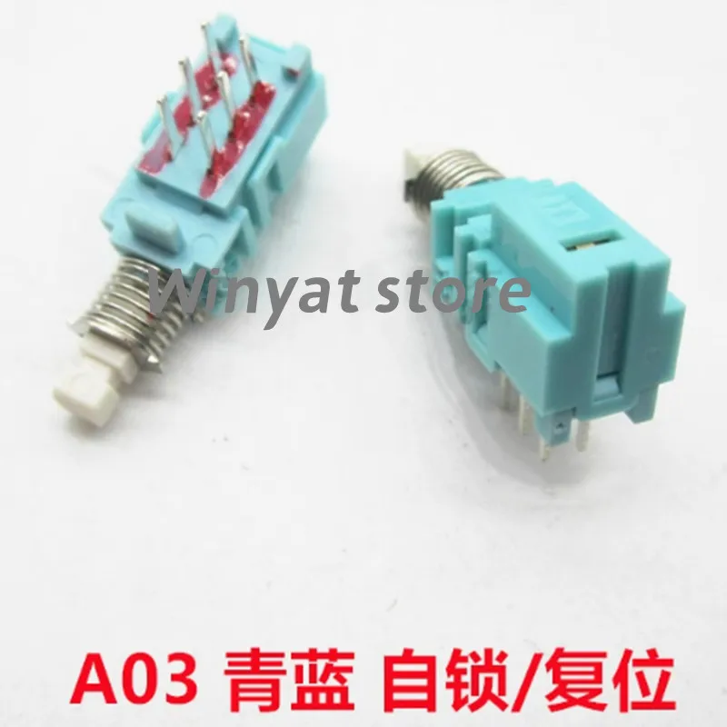 A03 Right Angle PCB Latching Push Button Switch DPDT Double Pole 6 Pin ...