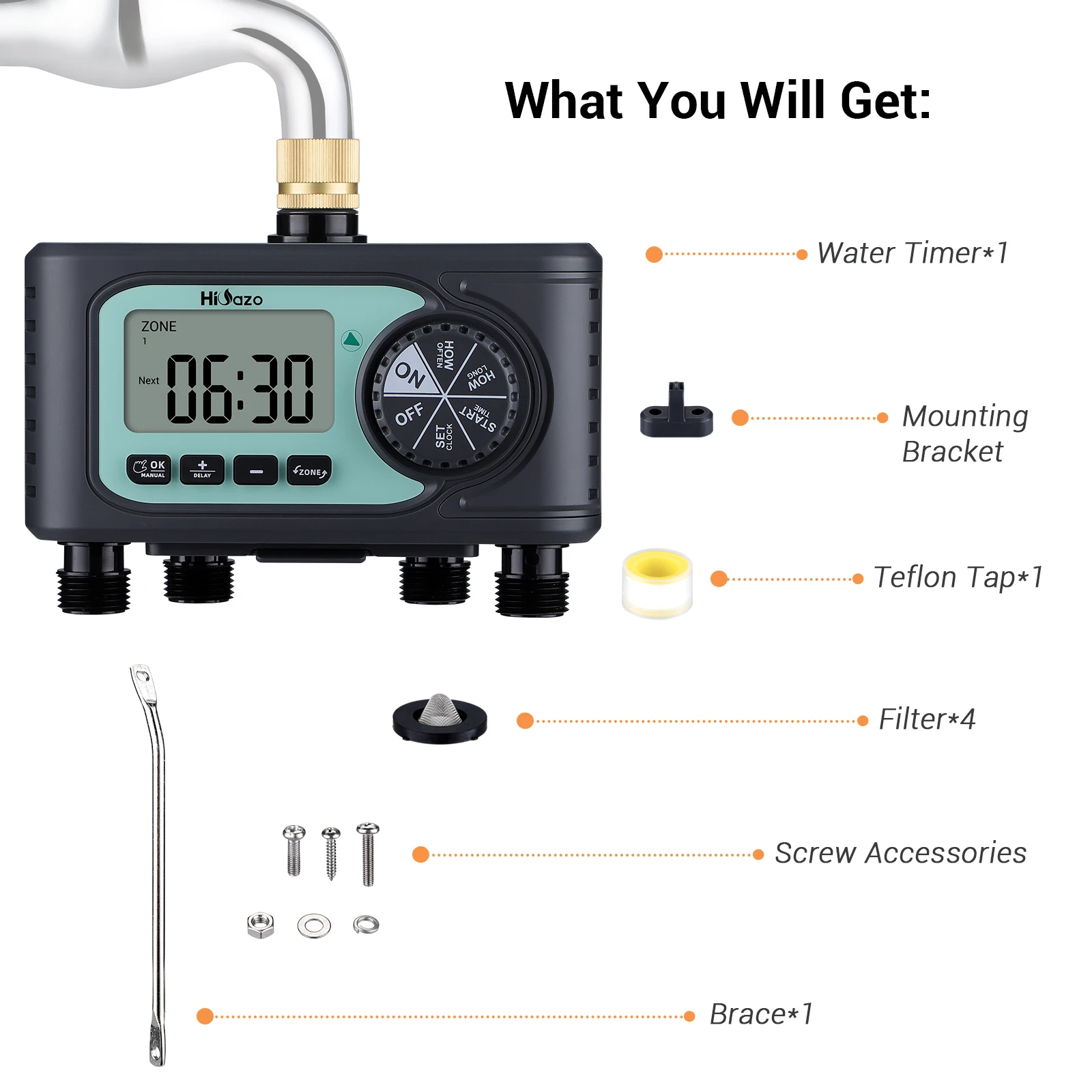 4 Zones Garden Hose Timer With Rain Delay Manual Watering Programmable Sprinkler Timer For Lawn