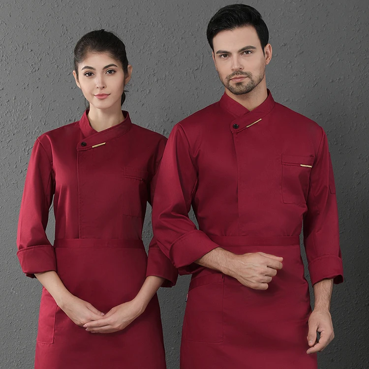 Professional Head Chef Uniform White Coat Long Sleeve Work Coats Hotel ...