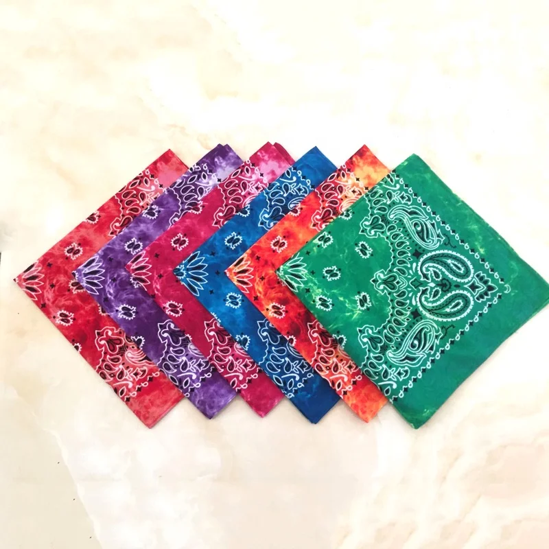21inch Tie Dye Cotton Square Bandana For Men Women Print Paisley ...