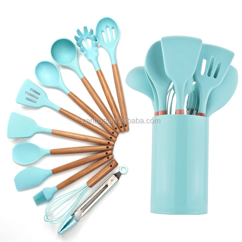 High End Best Selling 11pcs Silicone Kitchen Utensils Sets Cooking ...