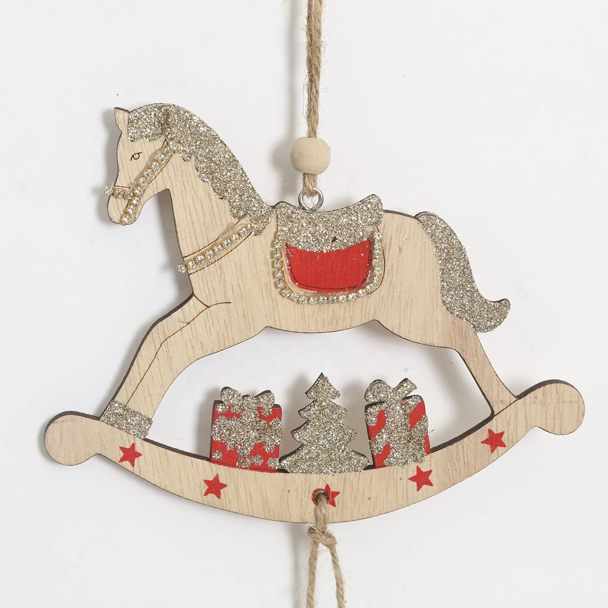 Pioneer Effort Wooden Christmas Decorations 2-piece Set Of Rock Horse ...