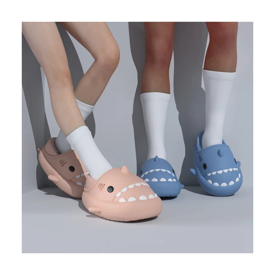 Cotton Eva Shark Slides Slippers Anti-slip Lightweight Winter Warm ...