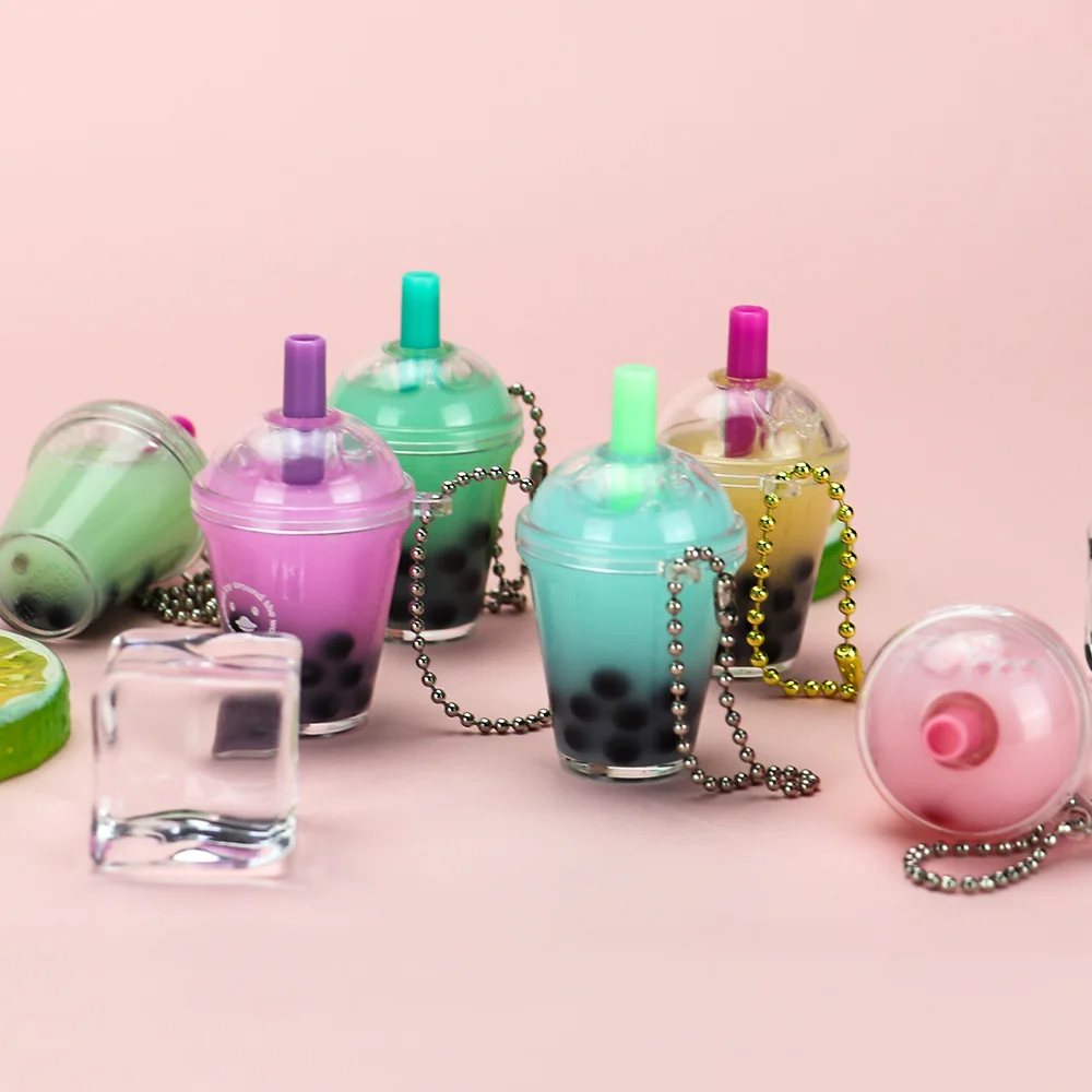 Professional Boba Milk Tea Acrylic Keychain Liquid Custom Keychain ...