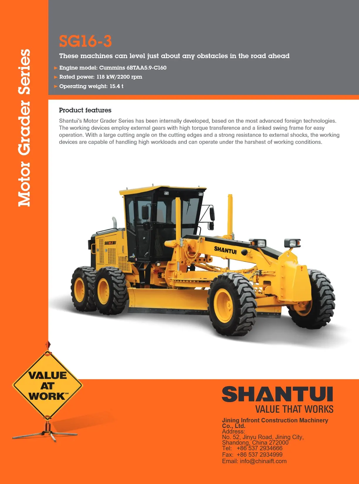 16ton Grader SG16 with Rear Ripper - High Power & Precision