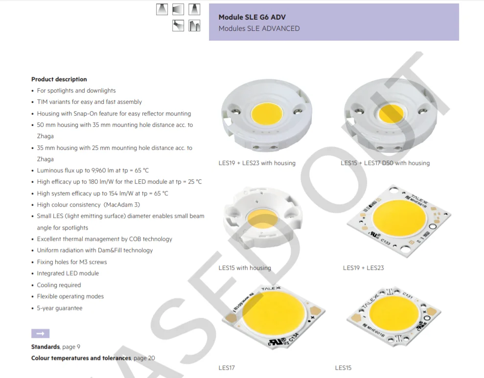 Originale TRIDONIC ha condotto la cob chip 3000lm 4000lm 5000lm spettro ...
