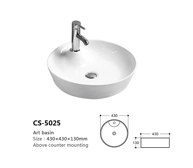 Round Modern Luxury Sanitary Counter Top Bathroom Ceramic Wash Basins ...
