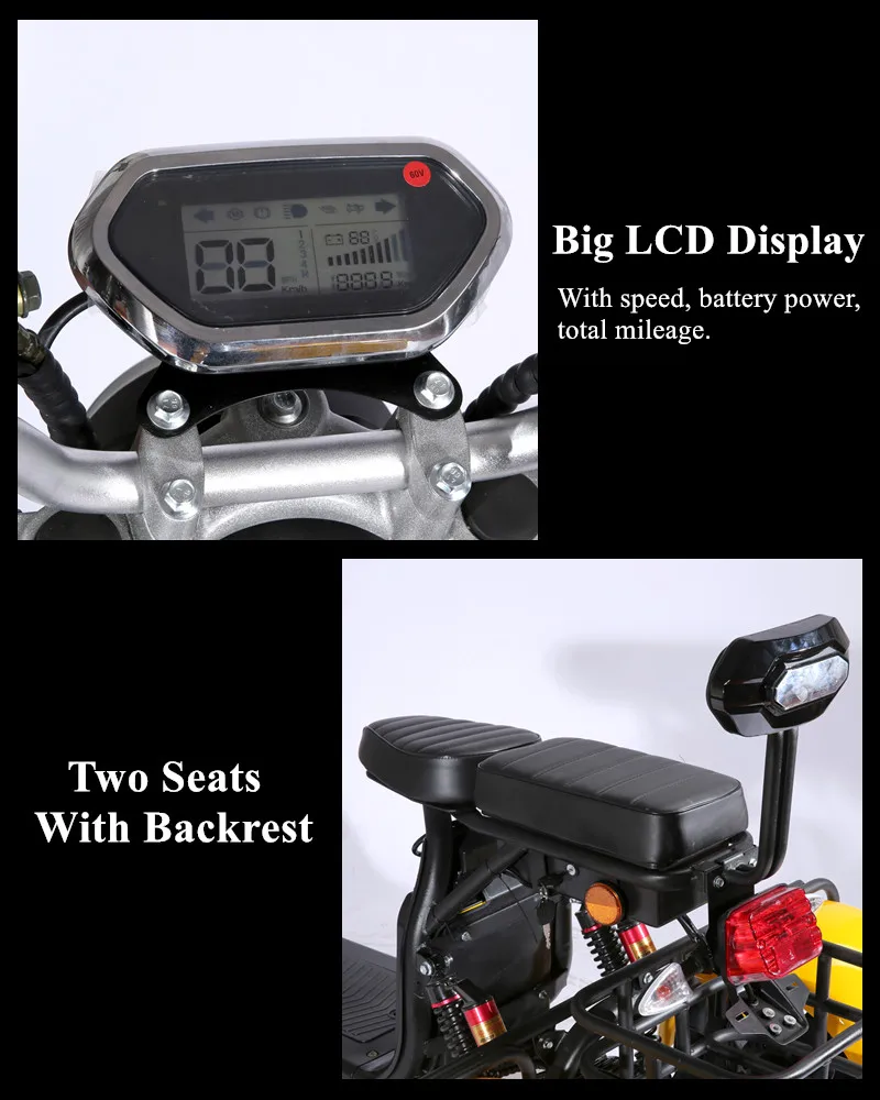 GaeaCycle Sport-6 Citycoco 1000w Scooter elettrico a tre ruote con ...