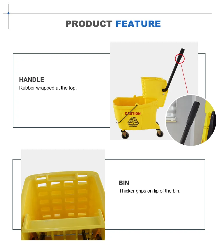 Double Mop Bucket with Squeezer - Hospital Cleaning Trolley