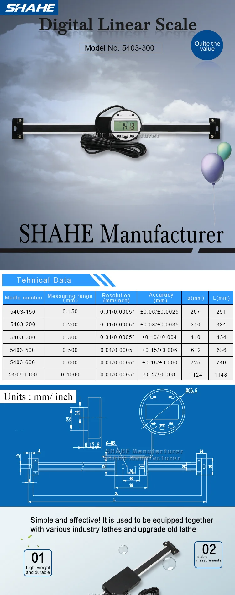 0-300mm,12''digital Liner Scale With External Display - Buy Digital ...